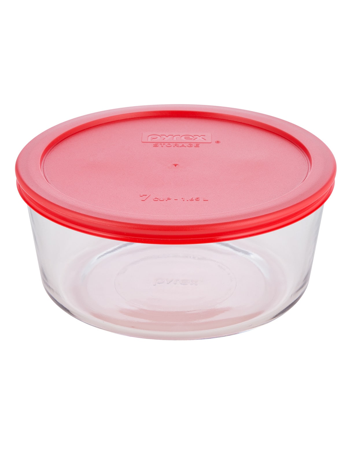 Pyrex Round Baking Dish with Red Storage Lid, 1.65L - Mixing Bowls