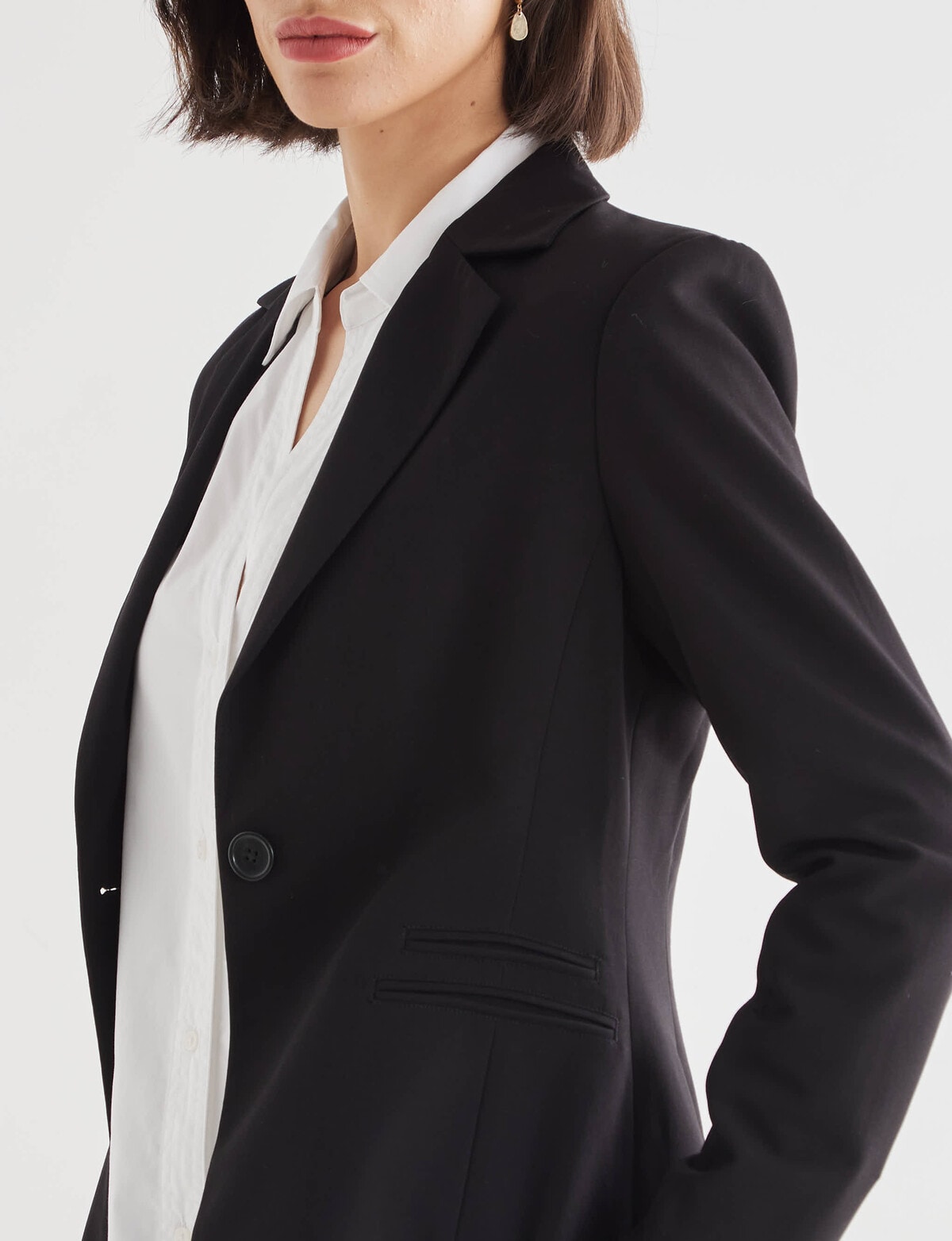 Oliver Black Two-Way-Stretch 1-Button Jacket, Black - Coats & Jackets