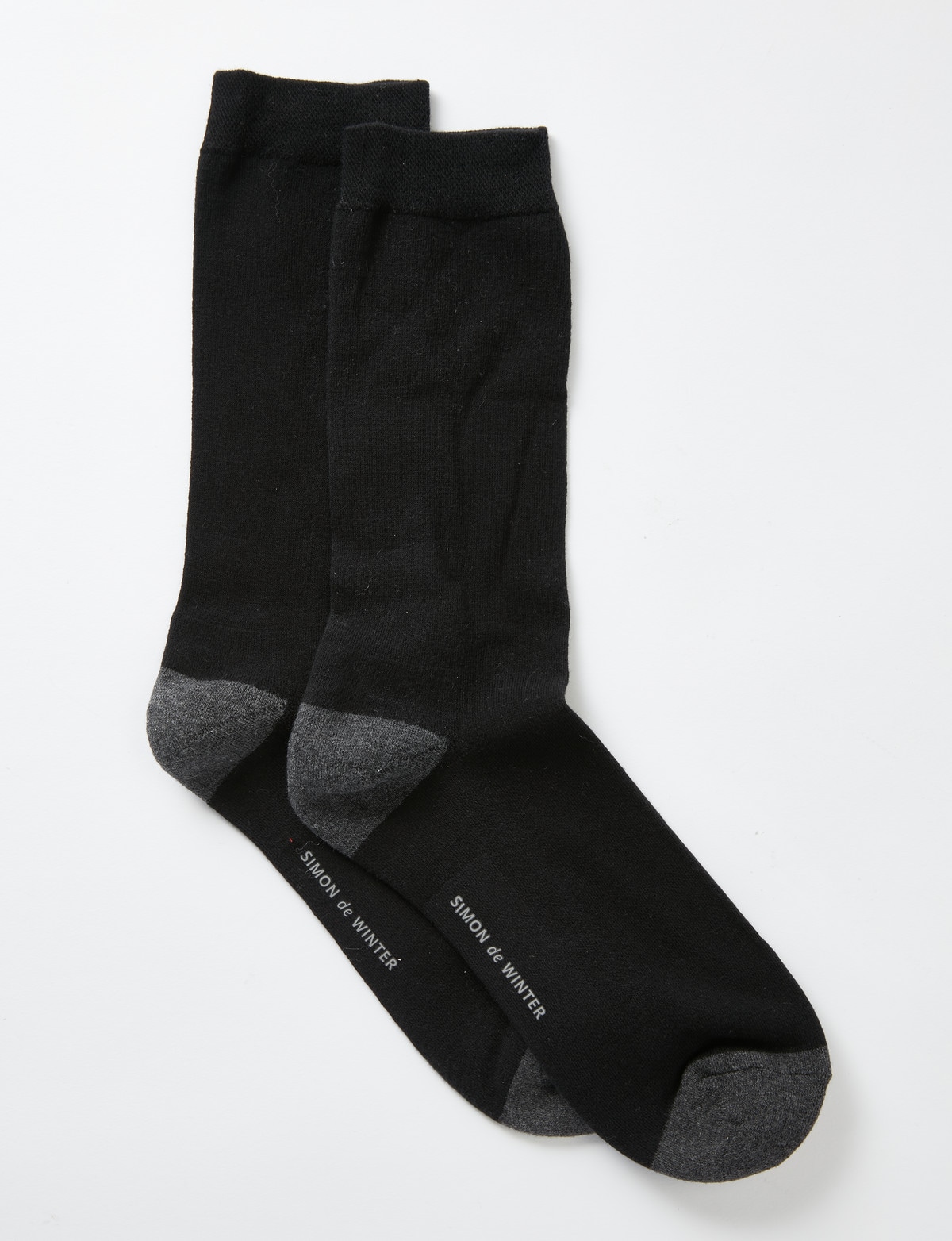 Simon De Winter Comfort Crew Sock Moss Welt, 2-Pack, Black - Socks