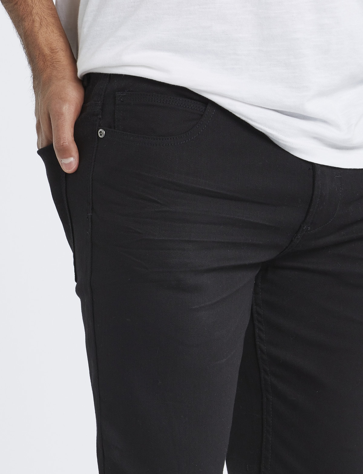 Gasoline Oval Slim Leg Coloured Denim Jean, Black - Jeans