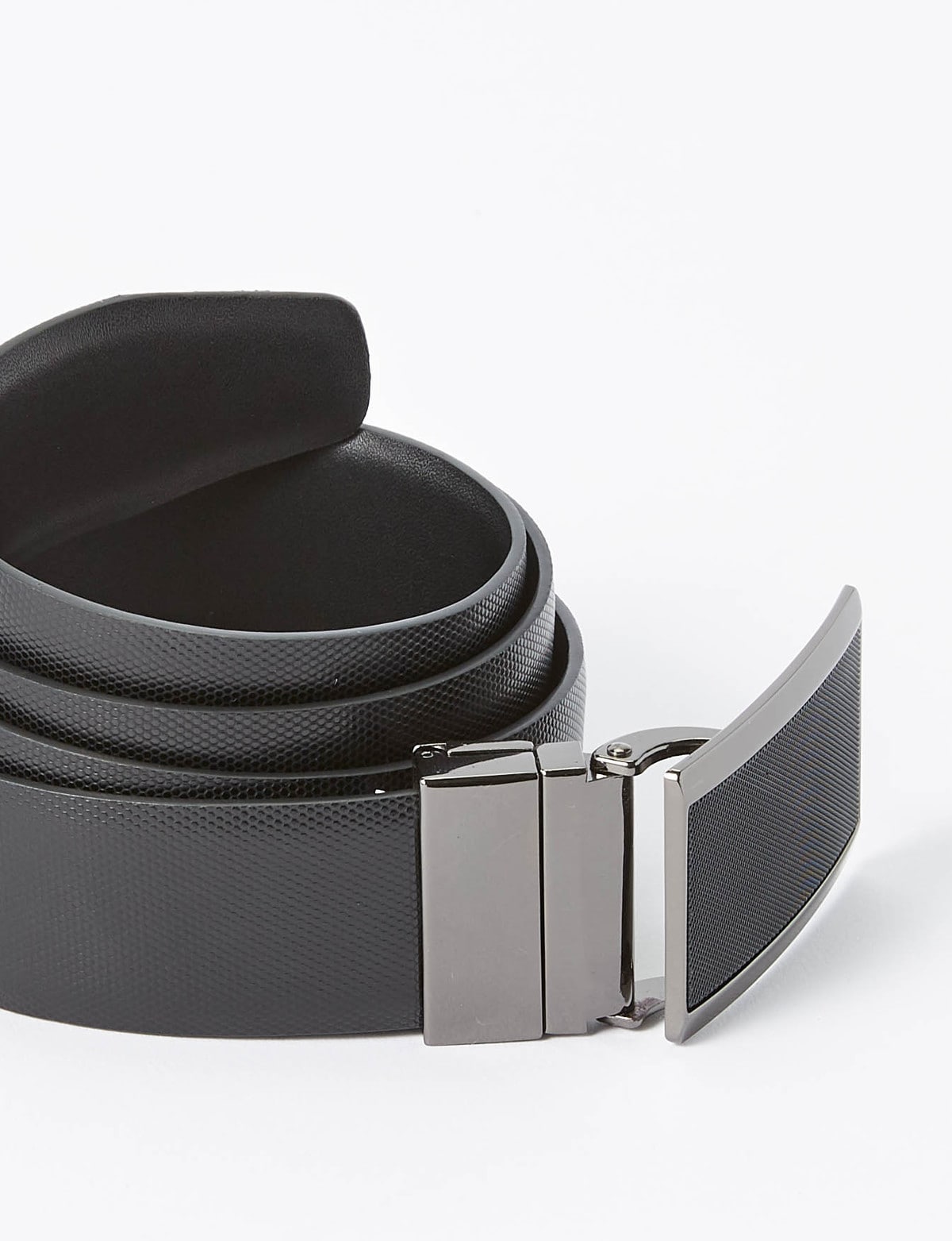 Laidlaw + Leeds Reversible Textured Box Buckle Belt, Black - Belts