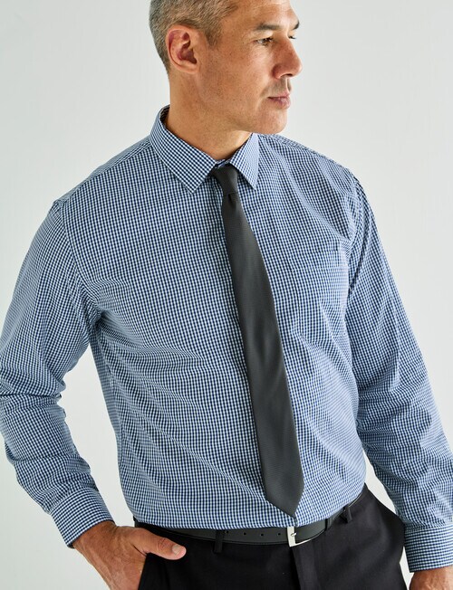 Chisel Mini Check Long Sleeve Shirt, Navy - Formal Shirts