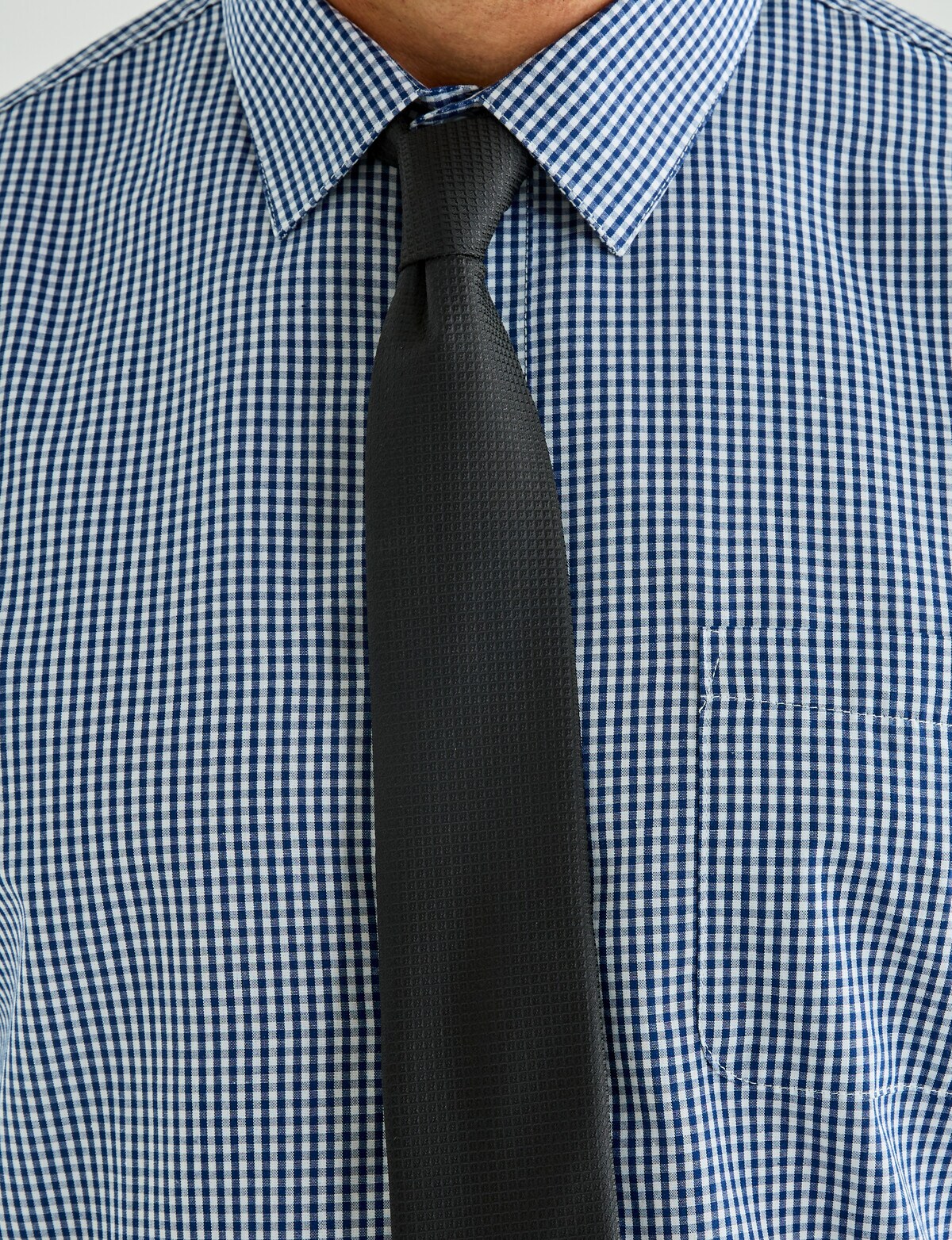 Chisel Mini Check Long Sleeve Shirt, Navy - Formal Shirts