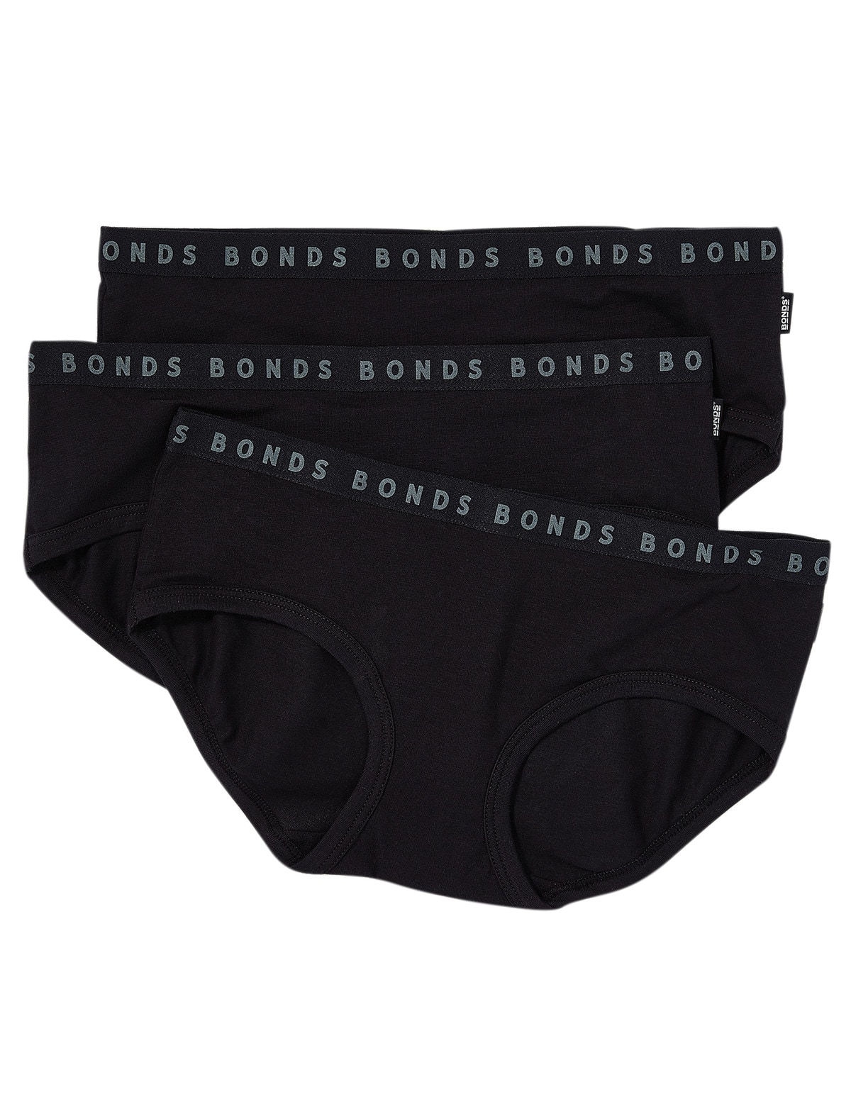 Bonds Hipster Boyleg Brief, 3-Pack, Black - Briefs
