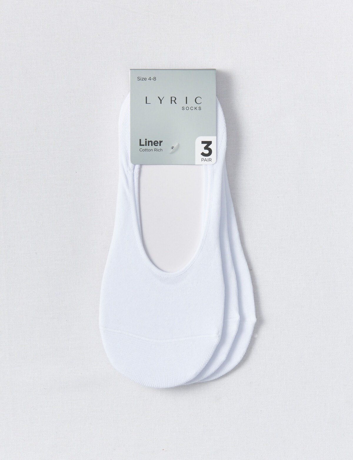 Lyric Cotton Low-Cut Liner Sock, 3-Pack, White - Socks