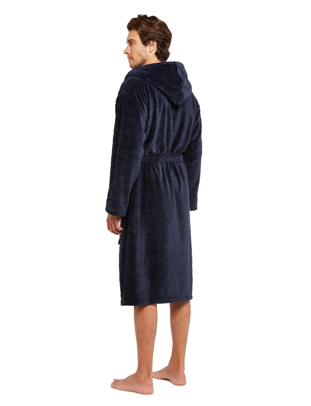 Chisel Hooded, Coral Carved Robe, Navy - Robes