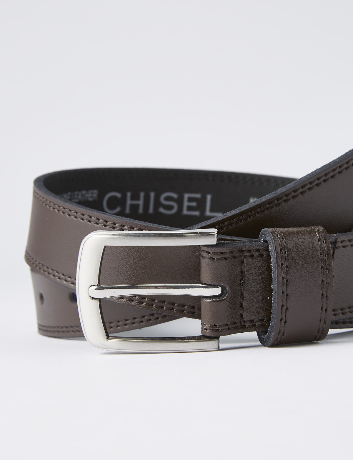 Chisel Leather Belt, Brown - Belts