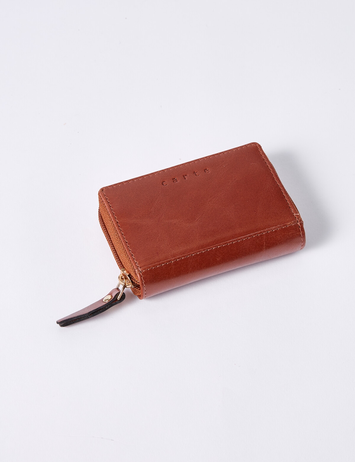 Carte Leather Small Zippy Wallet, Tan - Wallets