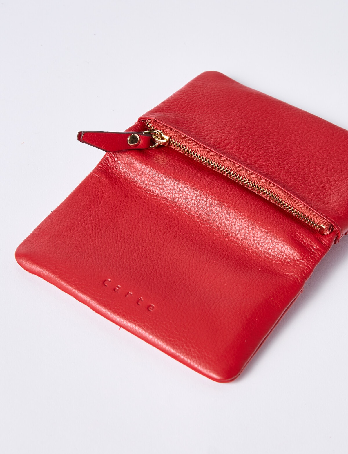 Carte Leather Zip & Dome Wallet, Tango Red - Wallets