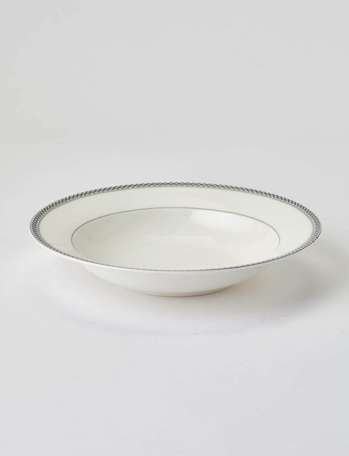Amy Piper Leigh Rim Bowl, 23cm, White & Grey - Dinnerware