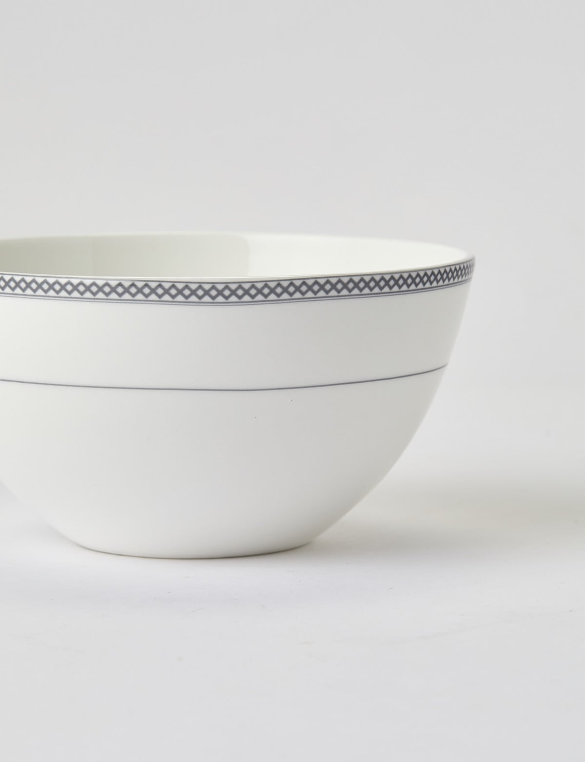 Amy Piper Leigh Bowl, 15cm, White & Grey - Dinnerware