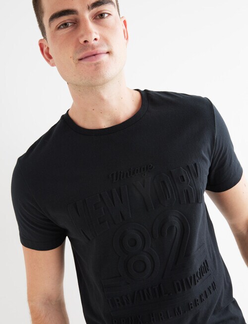 Tarnish Embossed NYC Tee, Black - Mens Red Dot
