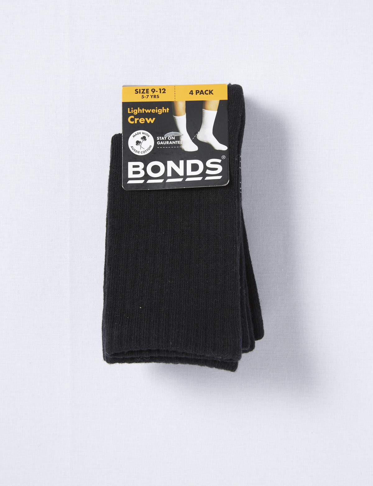 Bonds Logo Light Quarter-Crew Sock, 4-Pack, Black - Hosiery & Socks
