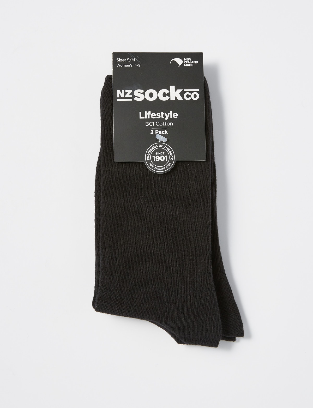 NZ Sock Co. Comfort Cotton Roll Crew Top Sock, 2-Pack, Black, 4-11 - Socks