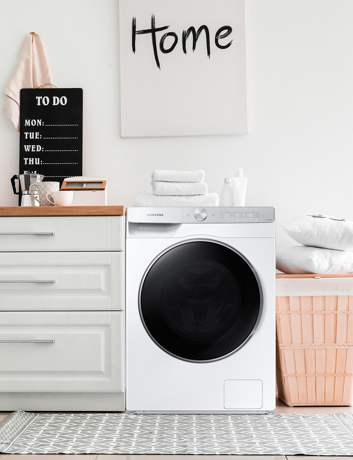 Samsung 12kg Smart Front Load Washing Machine, White, WW12TP04DSH ...