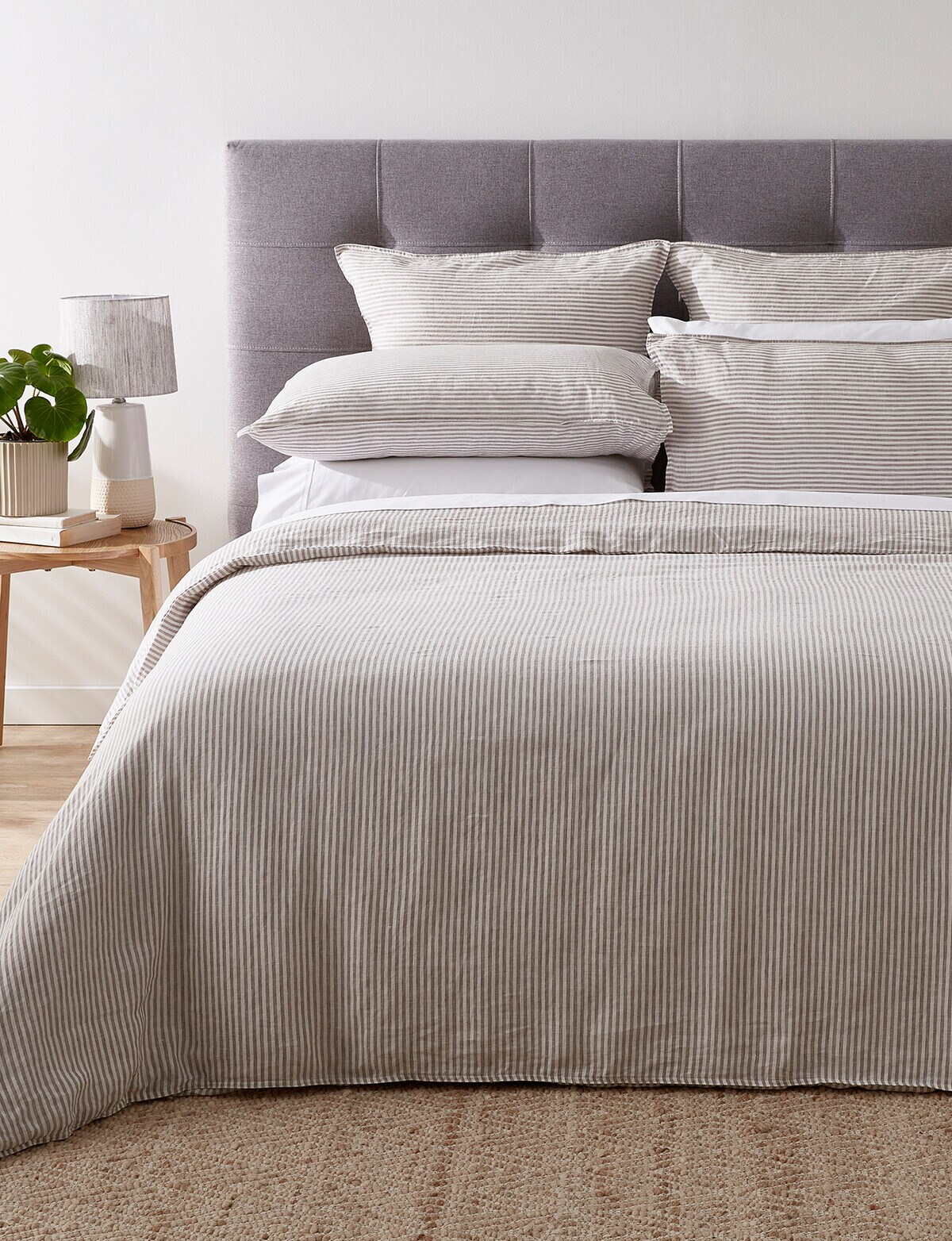Kate Reed Abby Linen Stripe Duvet Cover Set, Grey - Duvet Covers & Co ...