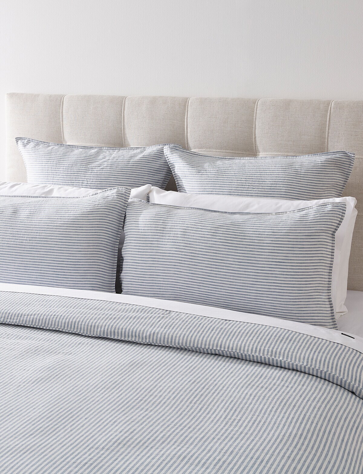 Kate Reed Abby Linen Stripe Pillowcase Pair, Navy - Duvet Covers & Co ...
