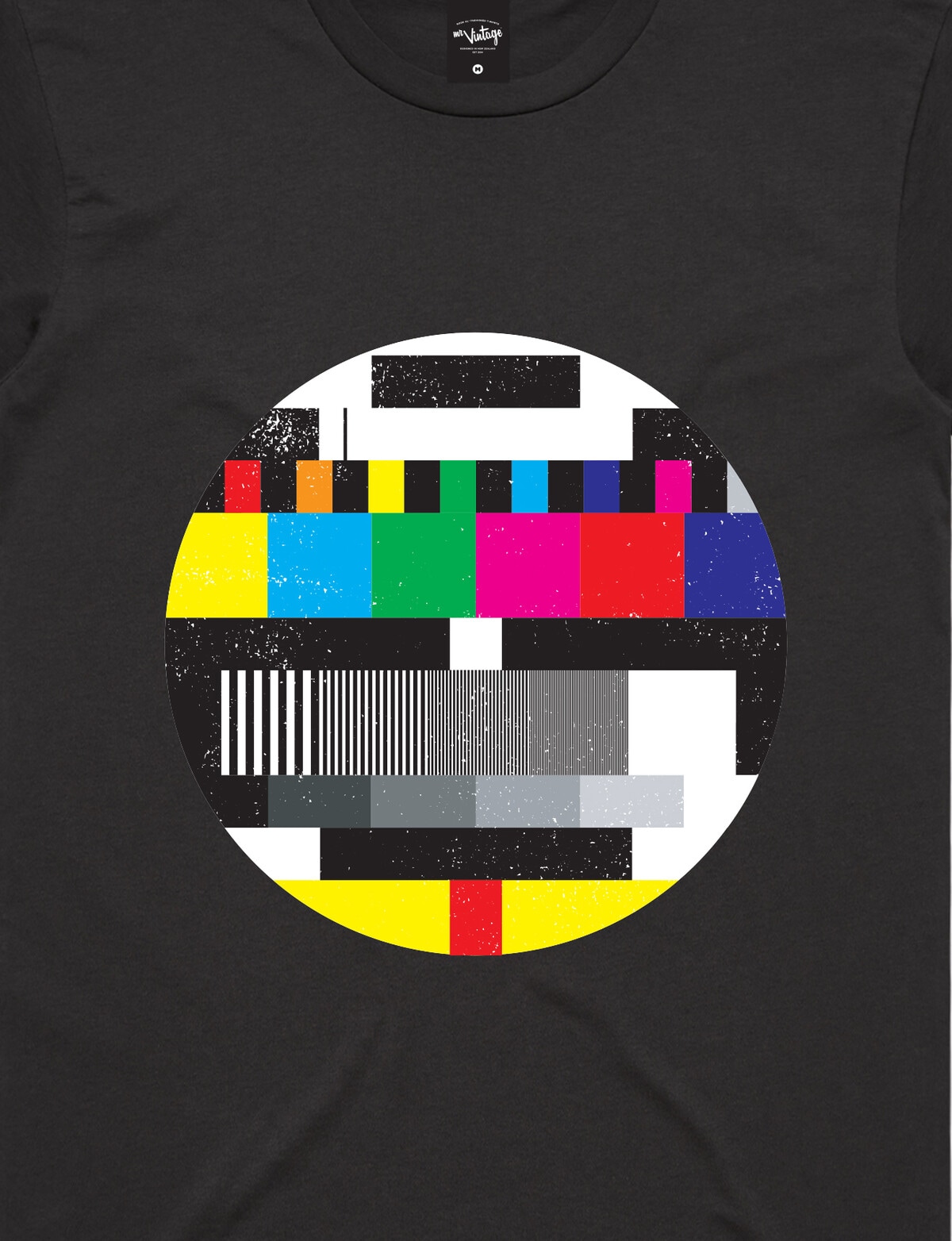 Mr Vintage Test Pattern Tee, Black - T-shirts, Singlets & Polos