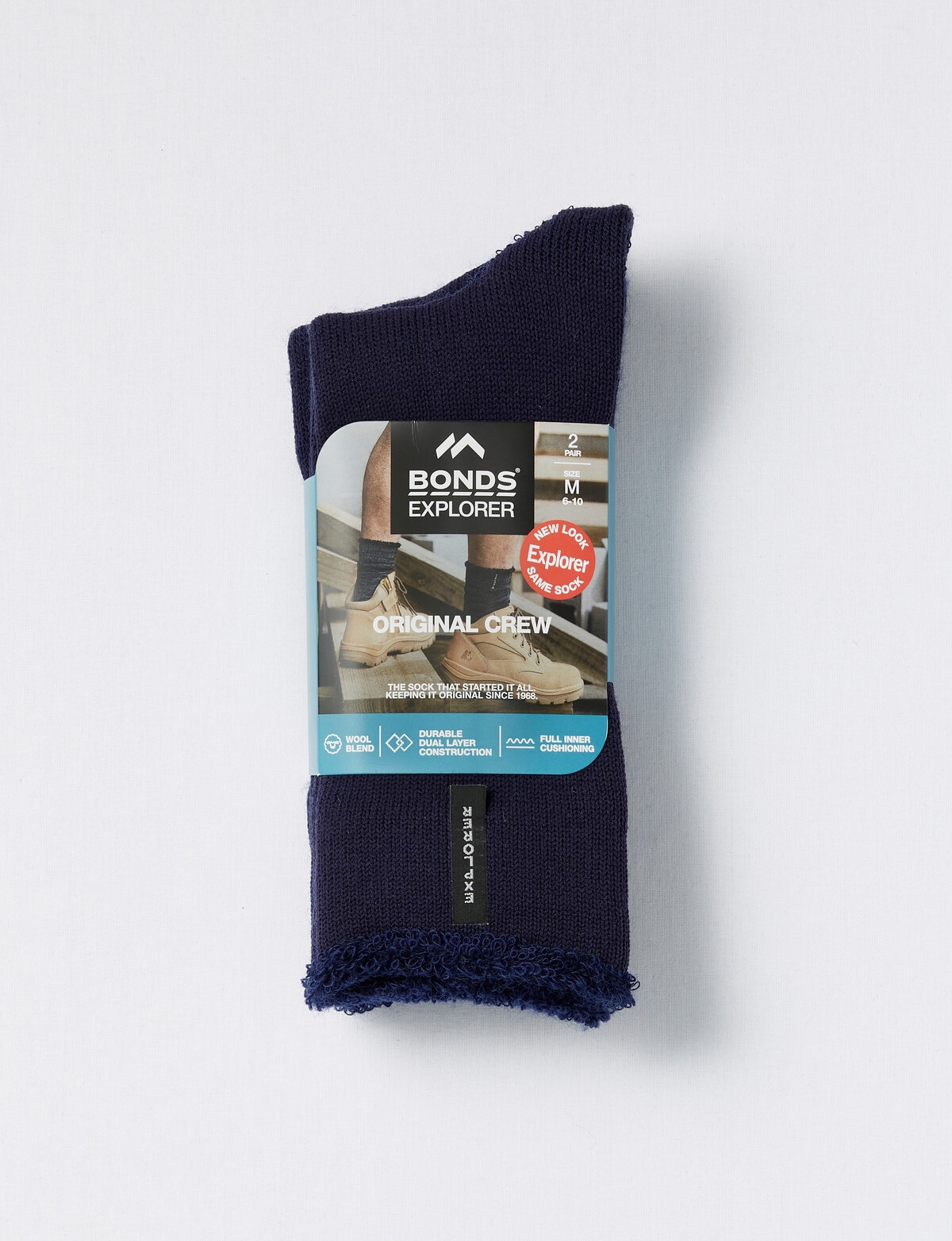 Bonds Explorer Wool Crew Sock, 2-Pack, Navy - Socks