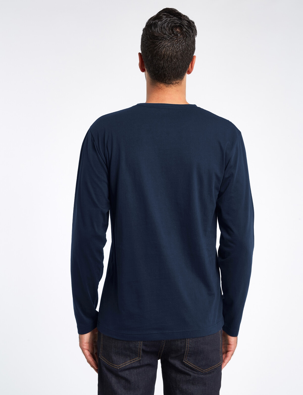 Chisel Long-Sleeve Crew-Neck Tee, Navy - T-shirts, Singlets & Polos