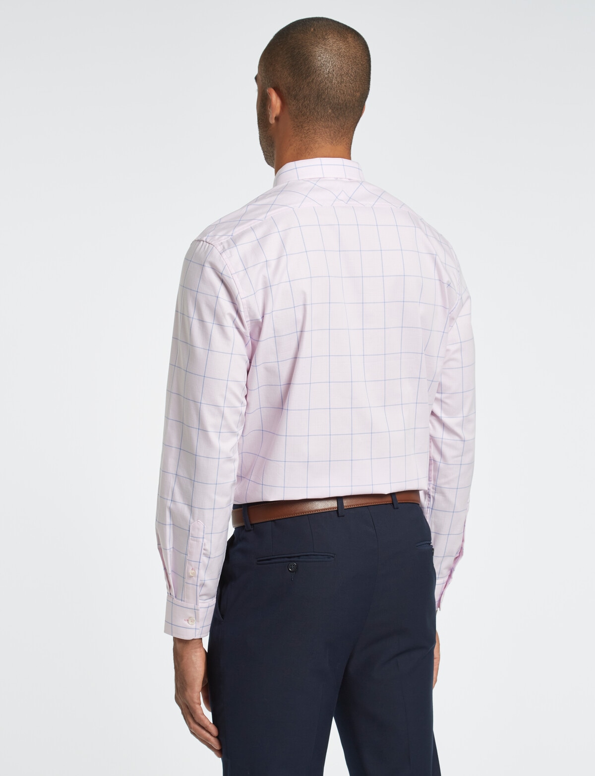Laidlaw + Leeds Windowpane Check Long-Sleeve Shirt, Pink - Formal Shirts