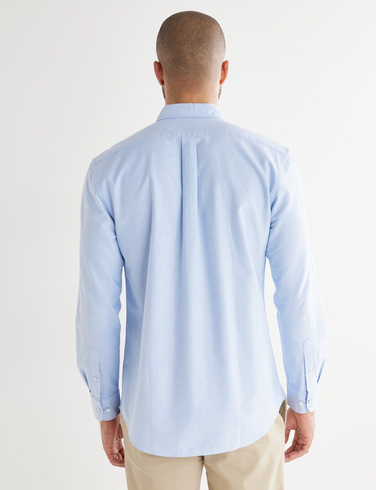 L+L Oxford Contrast Long-Sleeve Shirt, Light Blue - Casual Shirts
