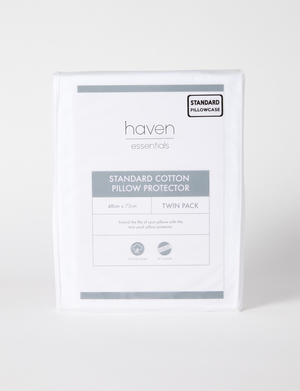 Haven Essentials Standard Cotton Pillow Protector, Twin Pack ...