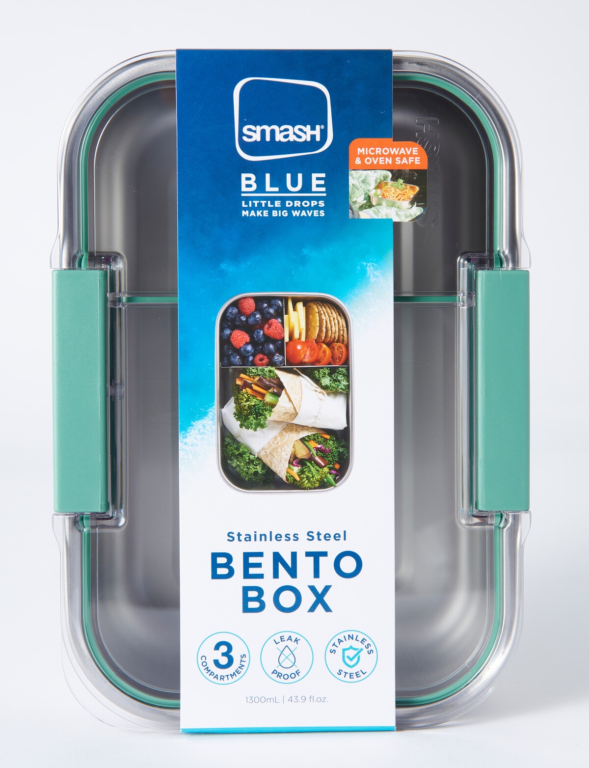 Smash Eco Bento Box, 1300ml, Green - Drink Bottles & Lunchboxes
