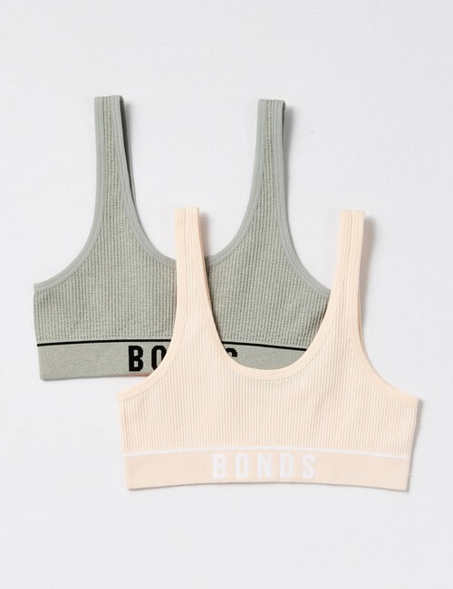 Bonds Retro Rib Crop, 2-Pack, Pink & Grey Marle, 6-16 - Underwear