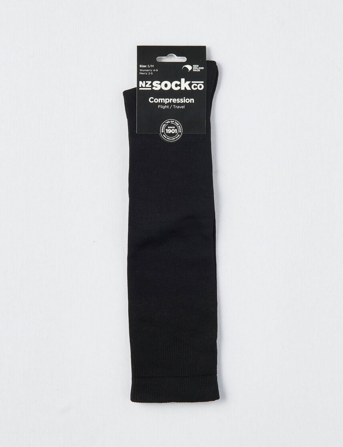 NZ Sock Co. Flight Socks, Black, 4-9 - Socks