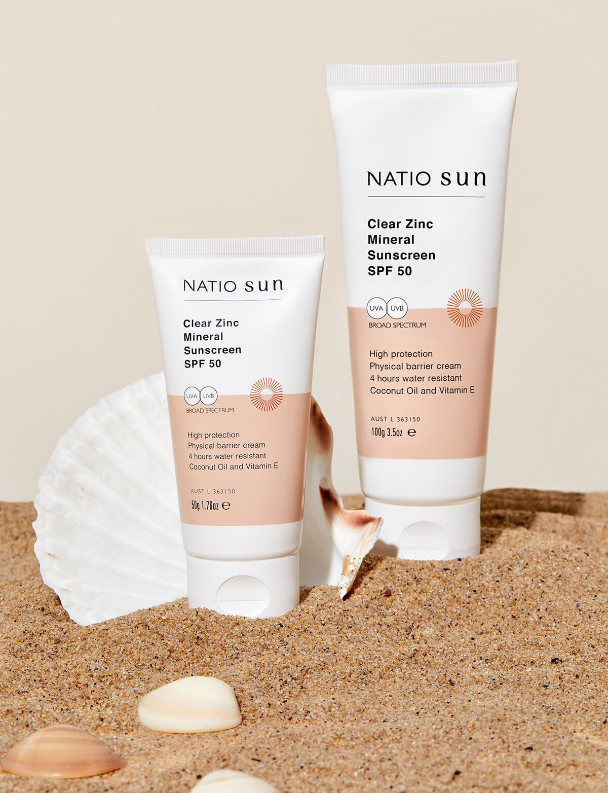 Natio Clear Zinc Mineral Sunscreen SPF 50, 100g - Suncare & Tanning