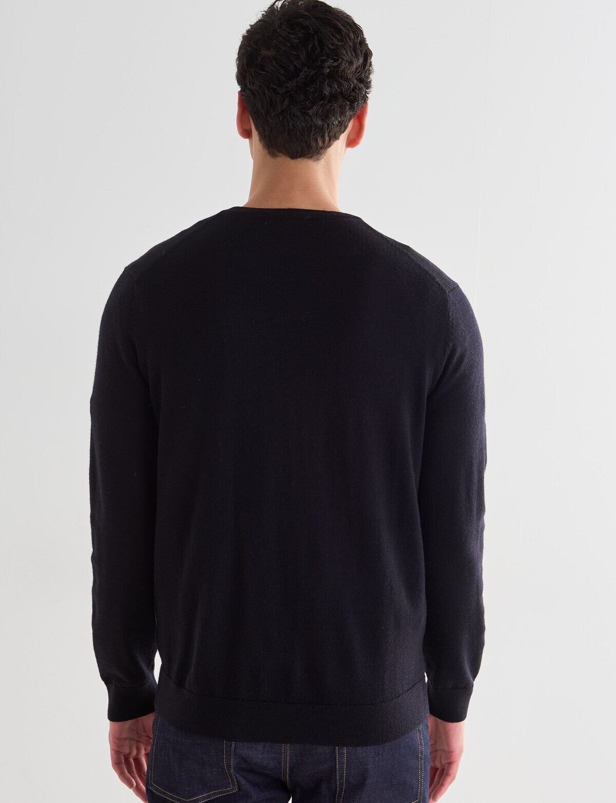 North South Merino V Neck Jumper, Black - Knitwear