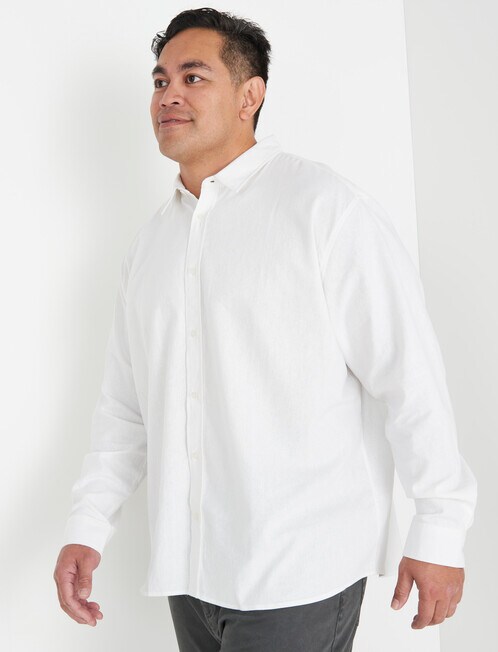 Chisel King Size Linen Shirt, White - Casual Shirts