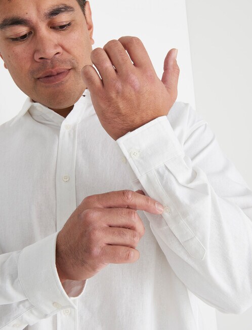 Chisel King Size Linen Shirt, White - Casual Shirts