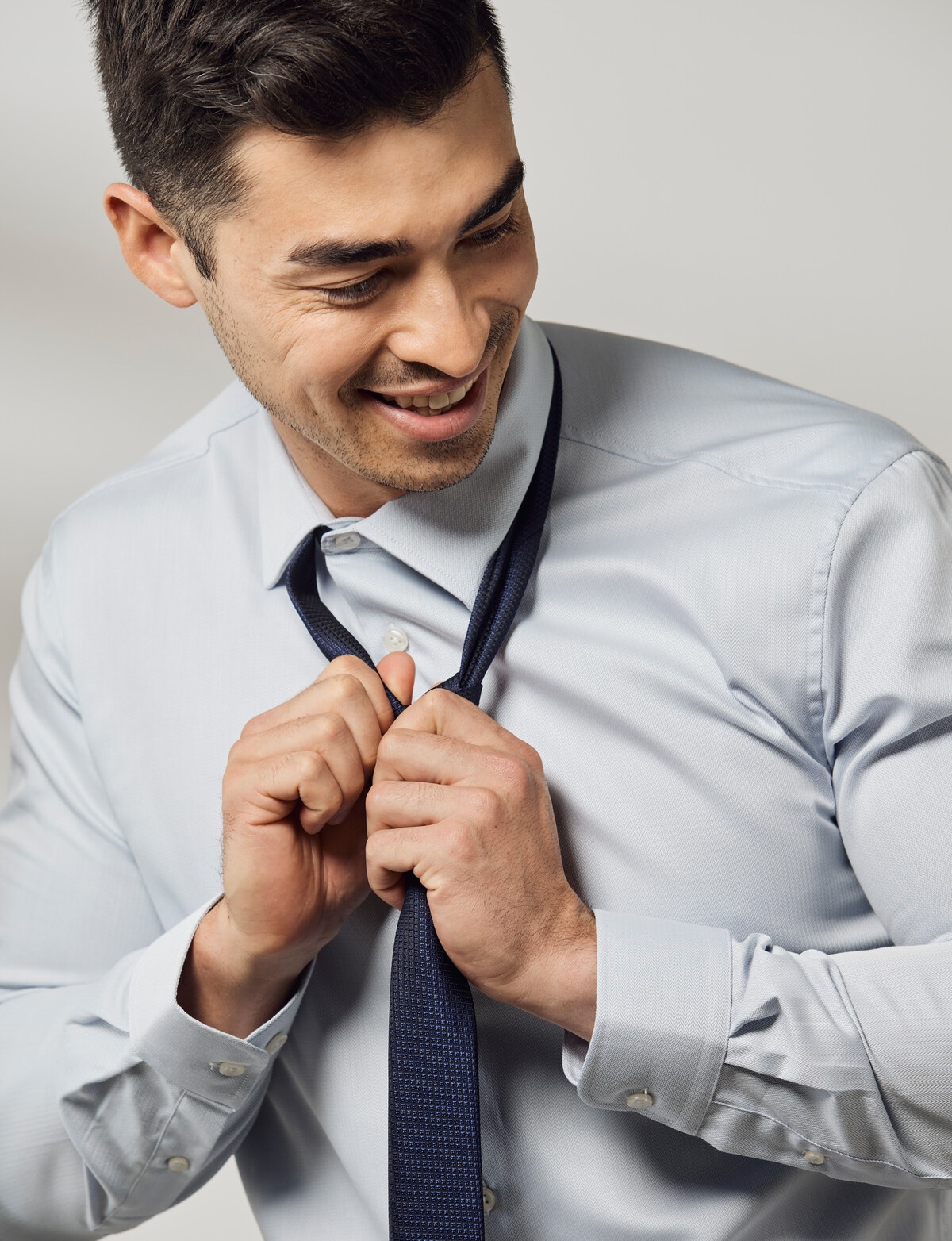 Laidlaw + Leeds Herringbone Long-Sleeve Shirt, Grey - Formal Shirts