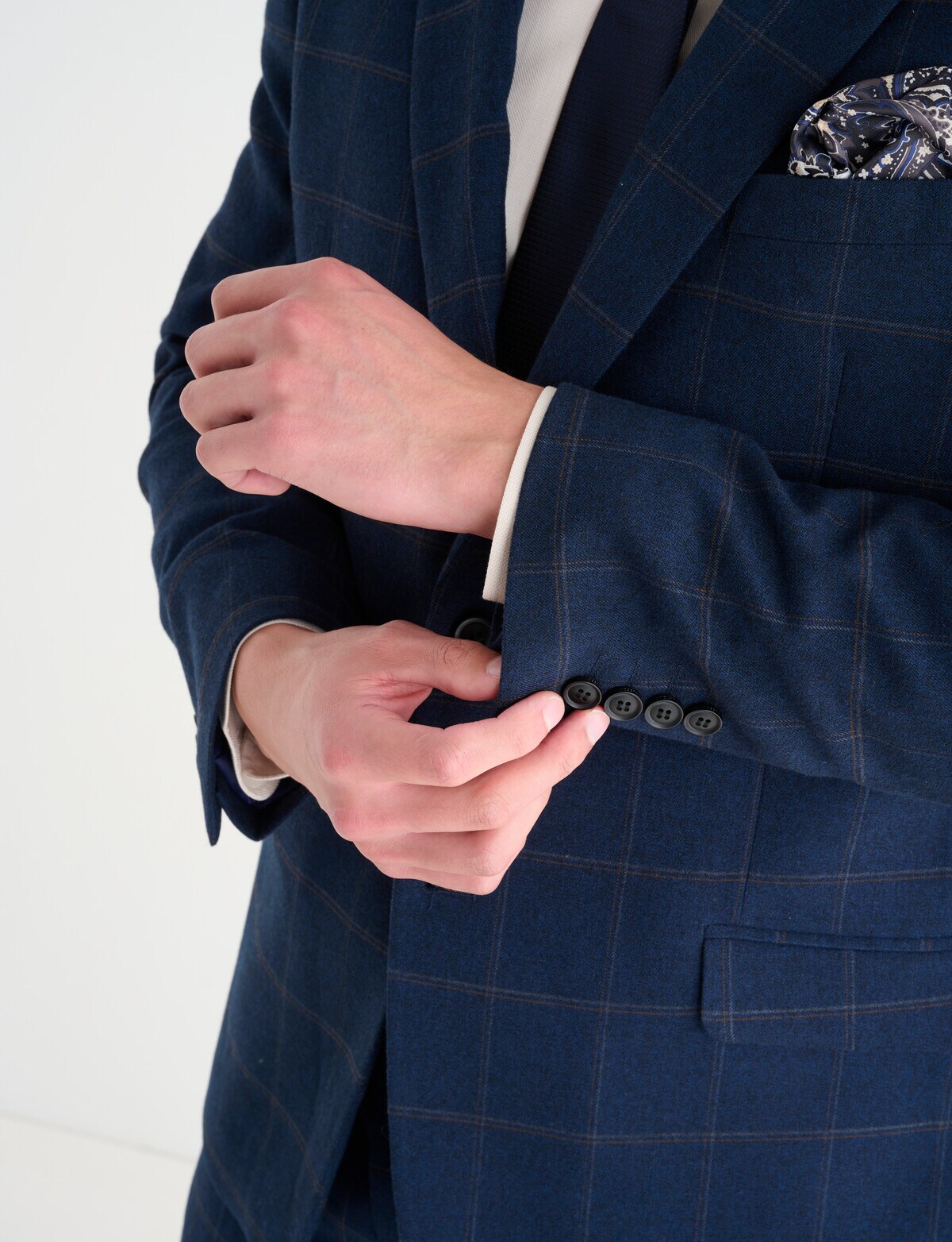 Laidlaw + Leeds Tailored Check Jacket, Navy & Tan - Suit Jackets & Pants