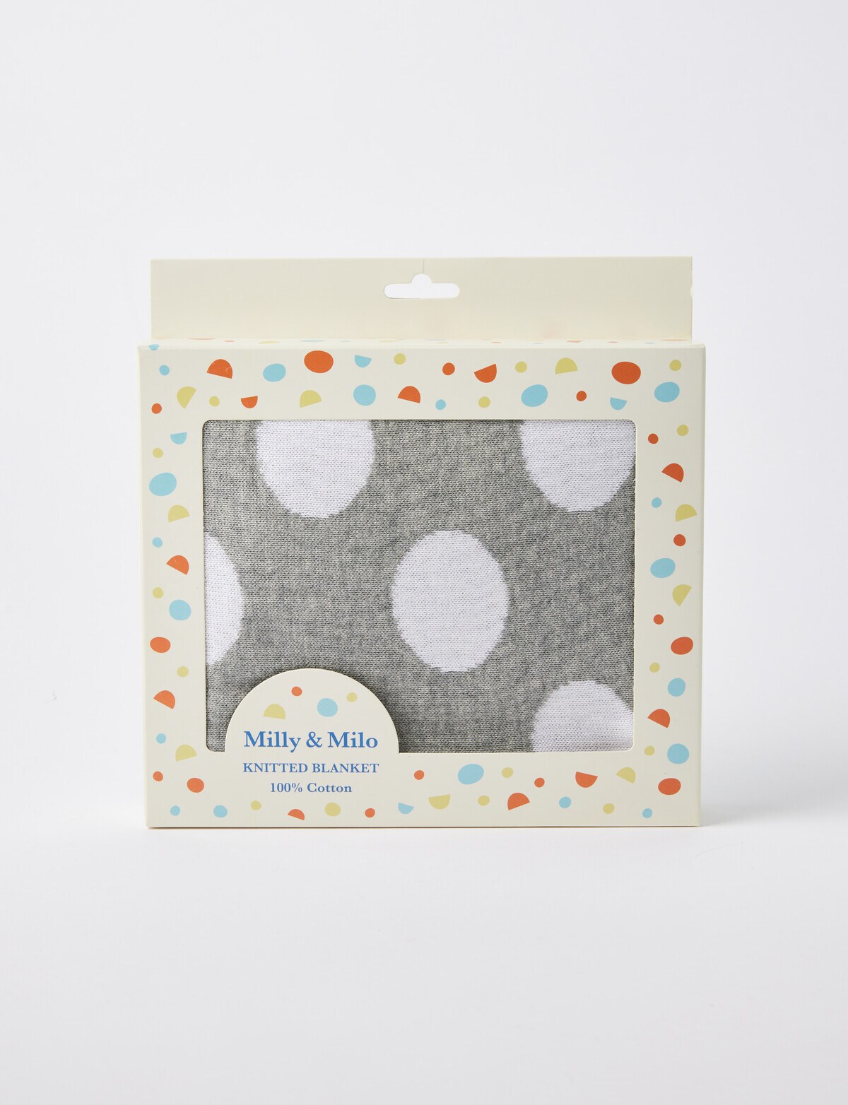 Milly & Milo Dots Jacquard Cotton Blanket, Grey & White - Baby Manchester