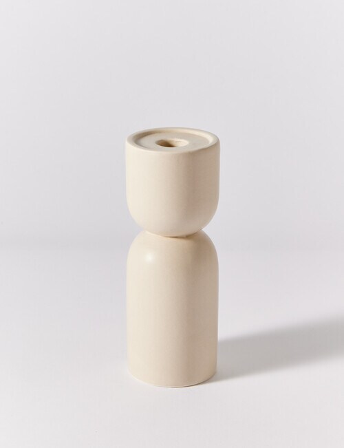 M & Co Rip Candle Stick Holder, Large, Sand - Home Red Dot