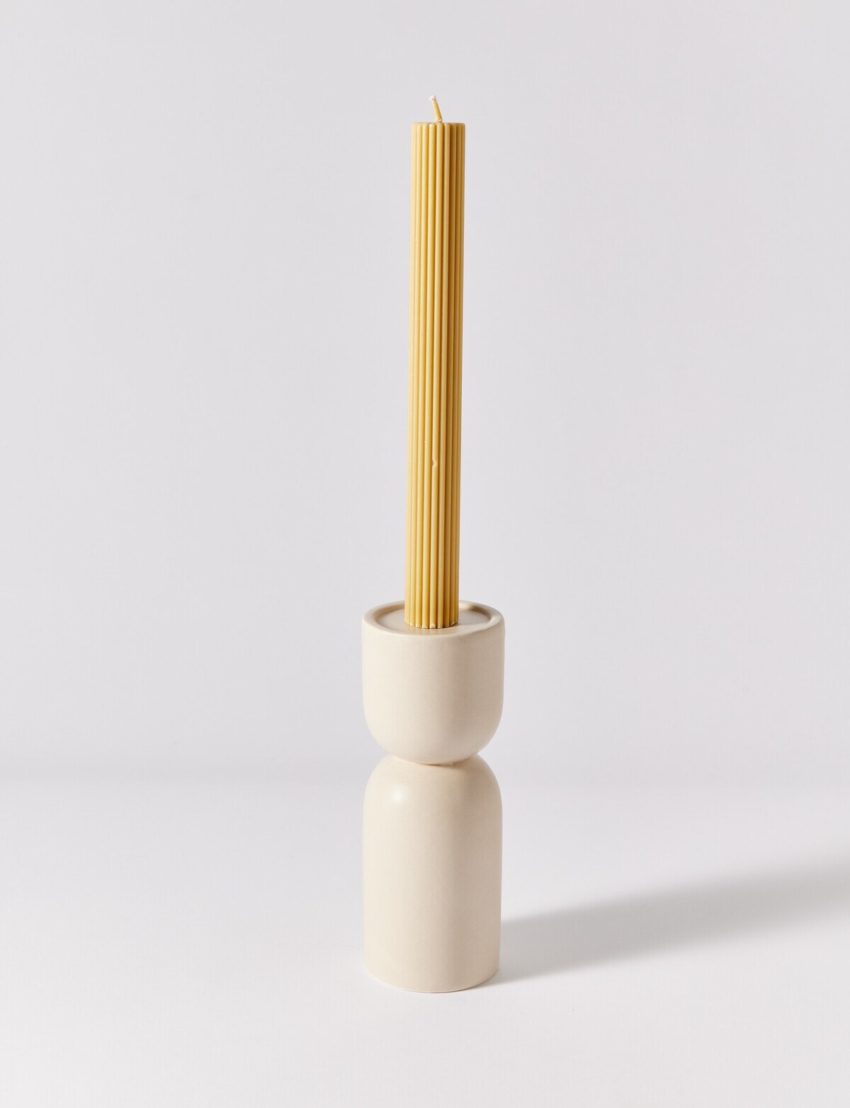 M & Co Rip Candle Stick Holder, Large, Sand - Home Red Dot