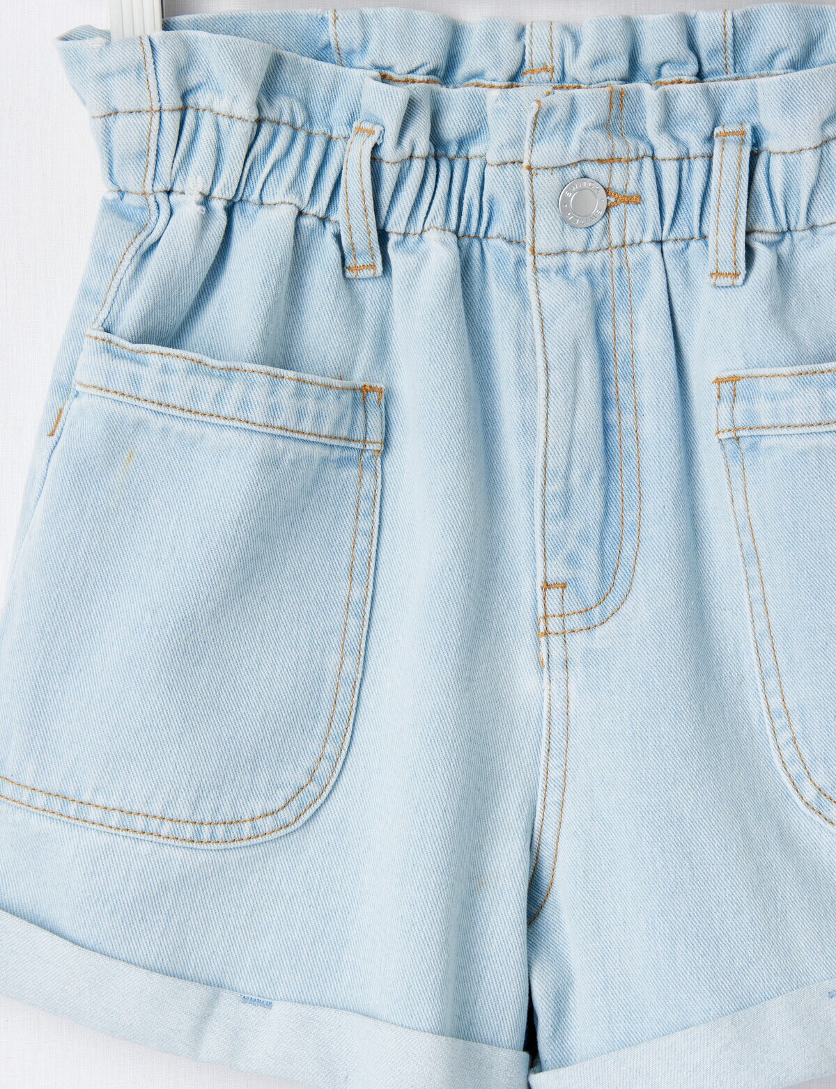 Switch Paperbag Waist Denim Short, Light Blue - Shorts