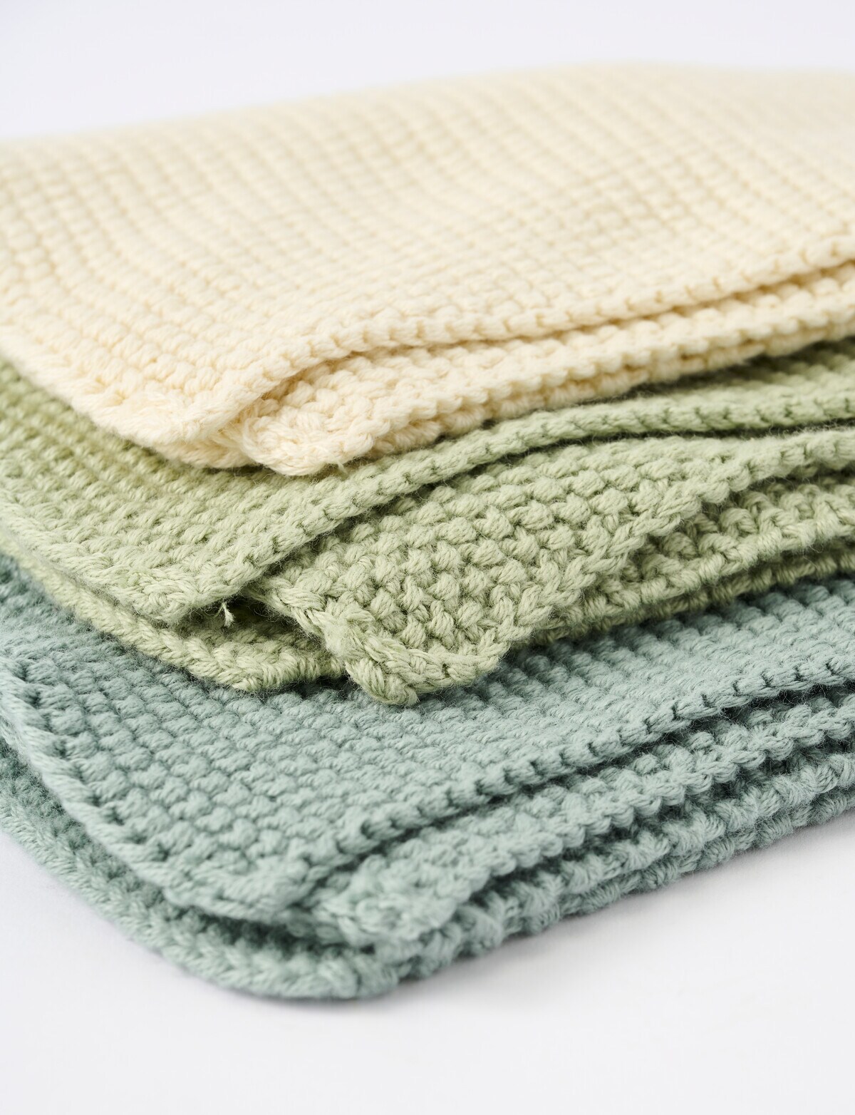 Stevens Stitch Dish Cloth, Set of 3, Sage - Kitchen Textiles