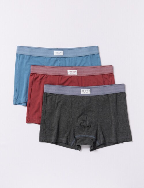 Jockey Comfort Trunk, 3-Pack, Charcoal, Maroon & Blue - Underwear
