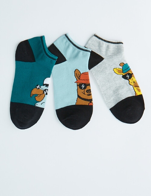 Simon De Winter Mug Shot Trainer Sock, 3-Pack - Hosiery & Socks