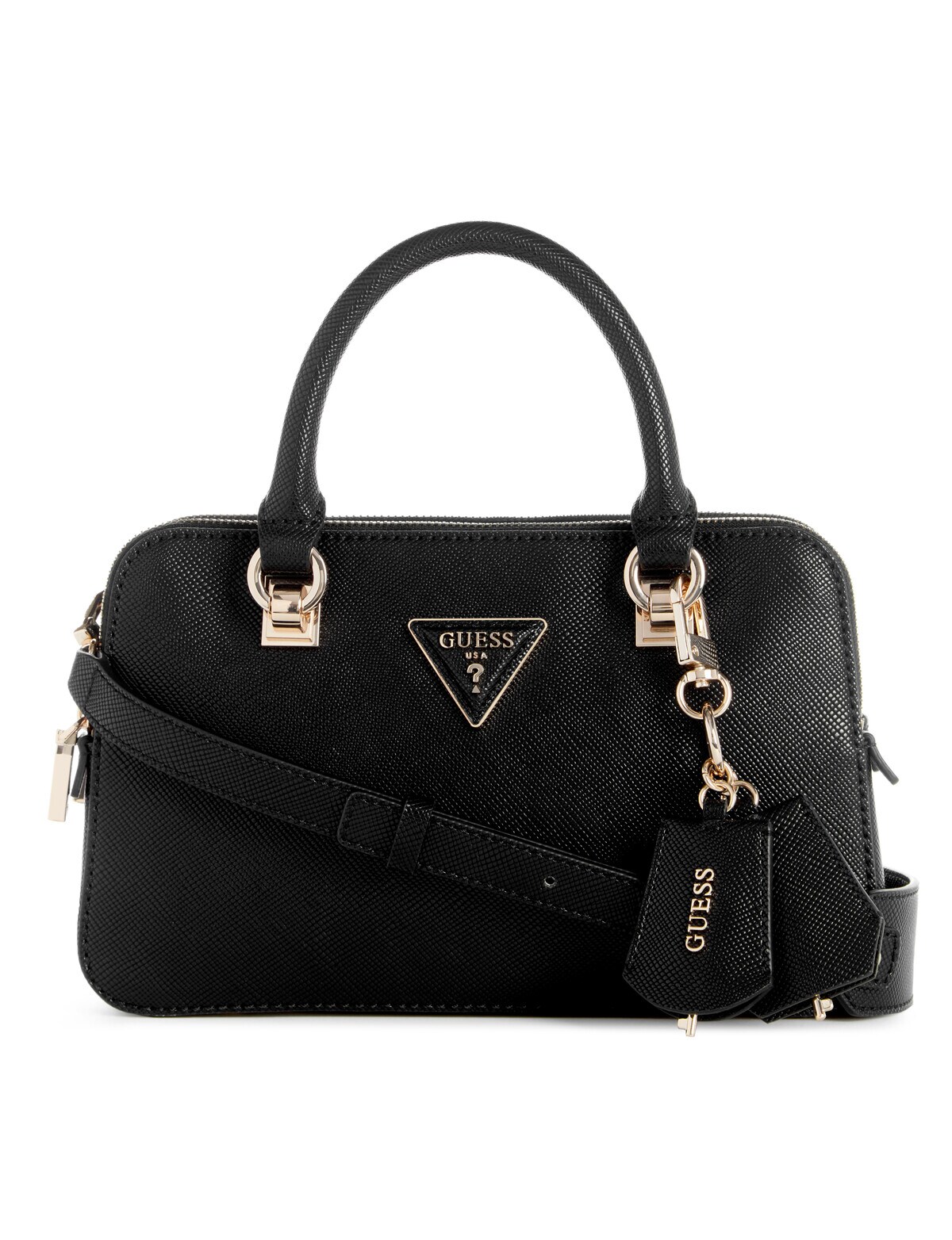 Guess Brynlee Small Status Satchel Bag, Black - Handbags