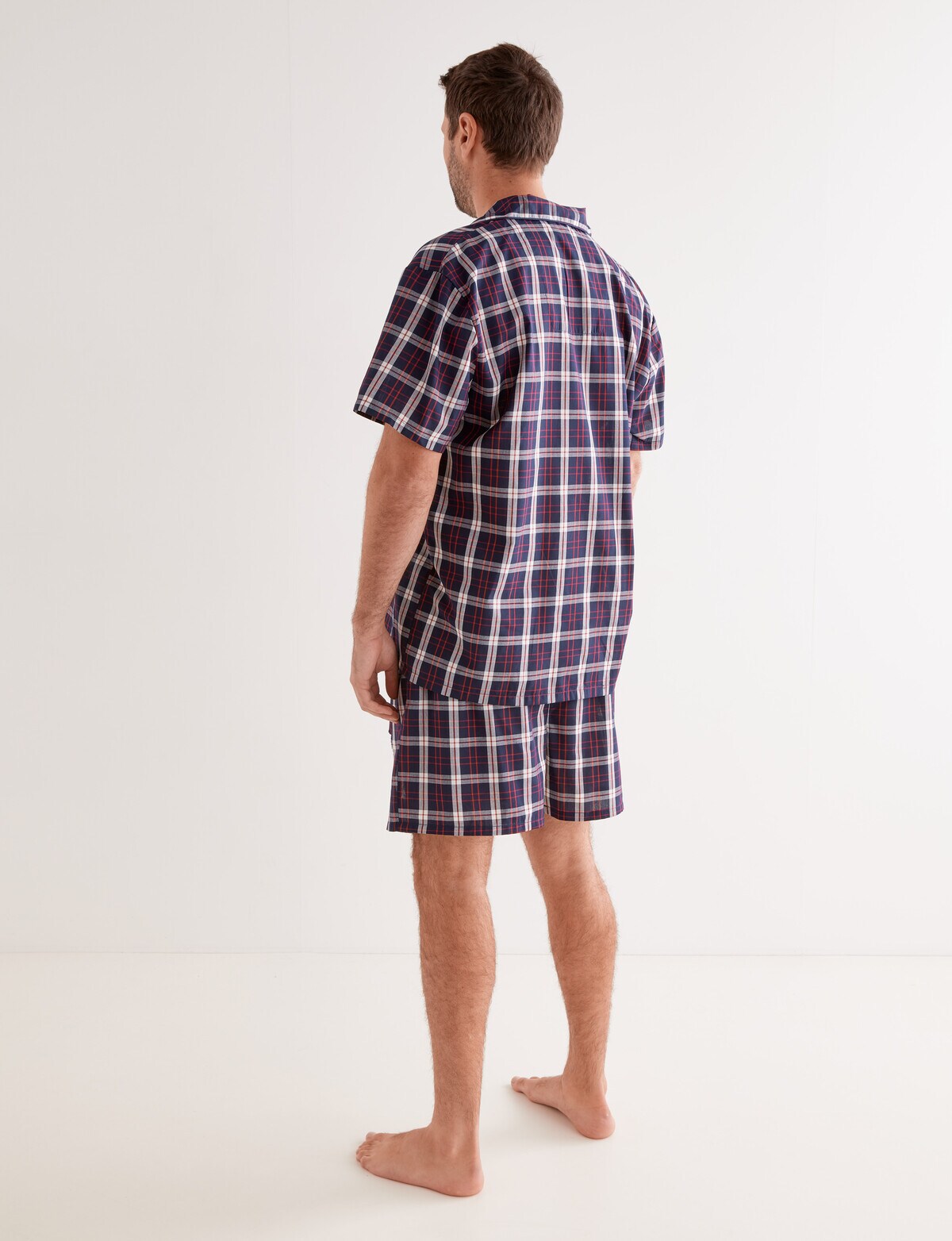 Chisel Woven Check Short PJ Set, Red & Blue, S-6XL - Sleepwear