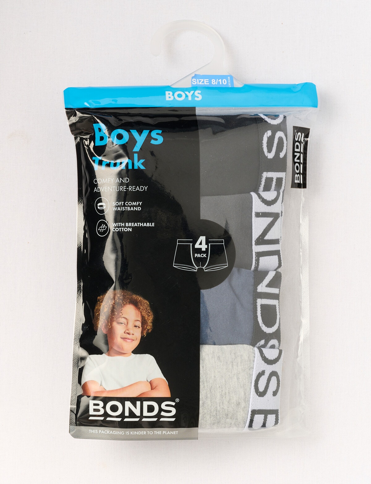 Bonds Trunks, 4-Pack, Black & Grey, 6-16 - Underwear