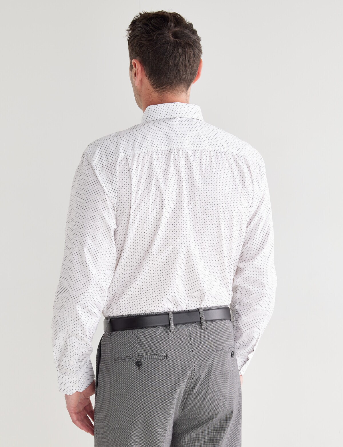 Chisel Formal Dotty Ditsy Long Sleeve Shirt, White - Mens Clearance