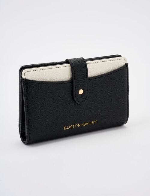 Boston + Bailey Medium Flap Wallet Coin Purse, Black & White - Wallets
