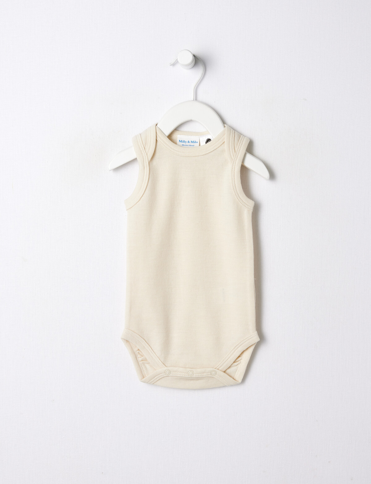 Milly & Milo Merino Blend Sleeveless Bodysuit, Vanilla - Merino & Thermals