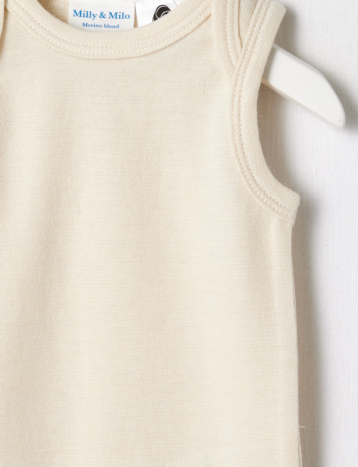Milly & Milo Merino Blend Sleeveless Bodysuit, Vanilla - Merino & Thermals